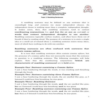 Rambling sentences handout | DOC