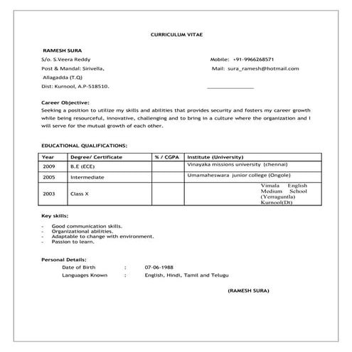Ramesh ece resume | PDF