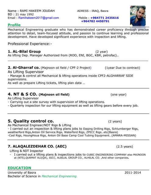 LEEA -LIFTING INSPECTION ENGINEER CV | DOCX