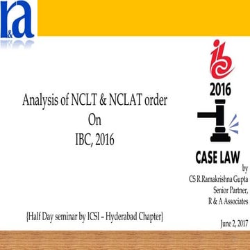 Ramki nclt case analysis on ibc | PPTX