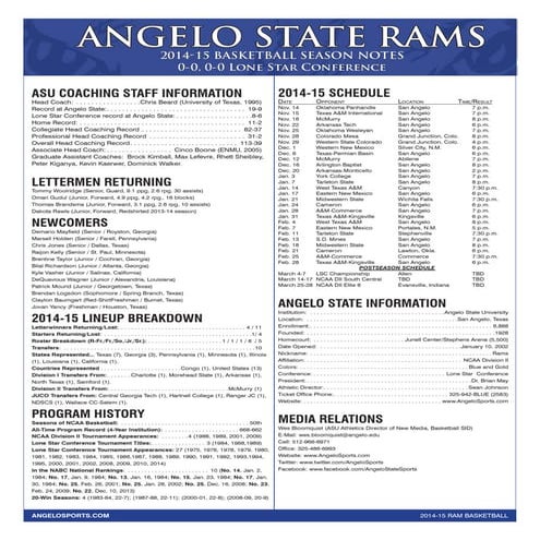 Angelo State Basketball Notes | PDF