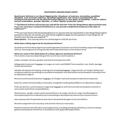 Ramp agent san job description updated | DOCX