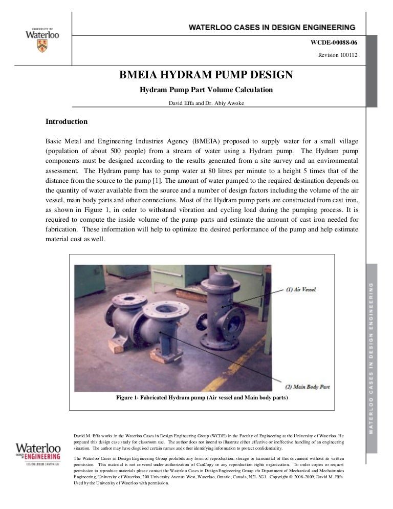 Bmeia Hydram Pump Design