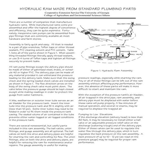 Hydraulic Ram Made from Standard Plumbing Parts - University of Georgia ...