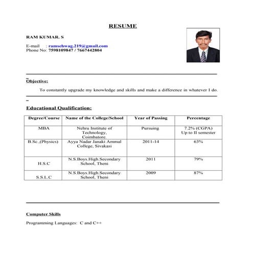 Ram resume | DOC