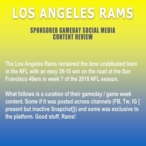 Los Angeles Rams Sponsored Gameday Social Media Review | PPTX
