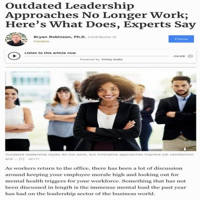 Outdated leadership approaches no longer work; Here's what does, expert ...