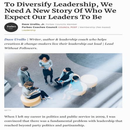 To diversify leadership, We need a new story of who we expect our ...