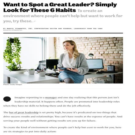 Want to Spot a Great Leader? Simply Look for These 6 Habits | PDF