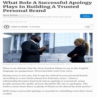 What Role A Successful Apology Plays In Building A Trusted Personal ...