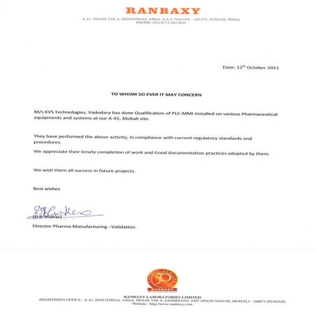 Ranbaxy Mohali Director | PDF
