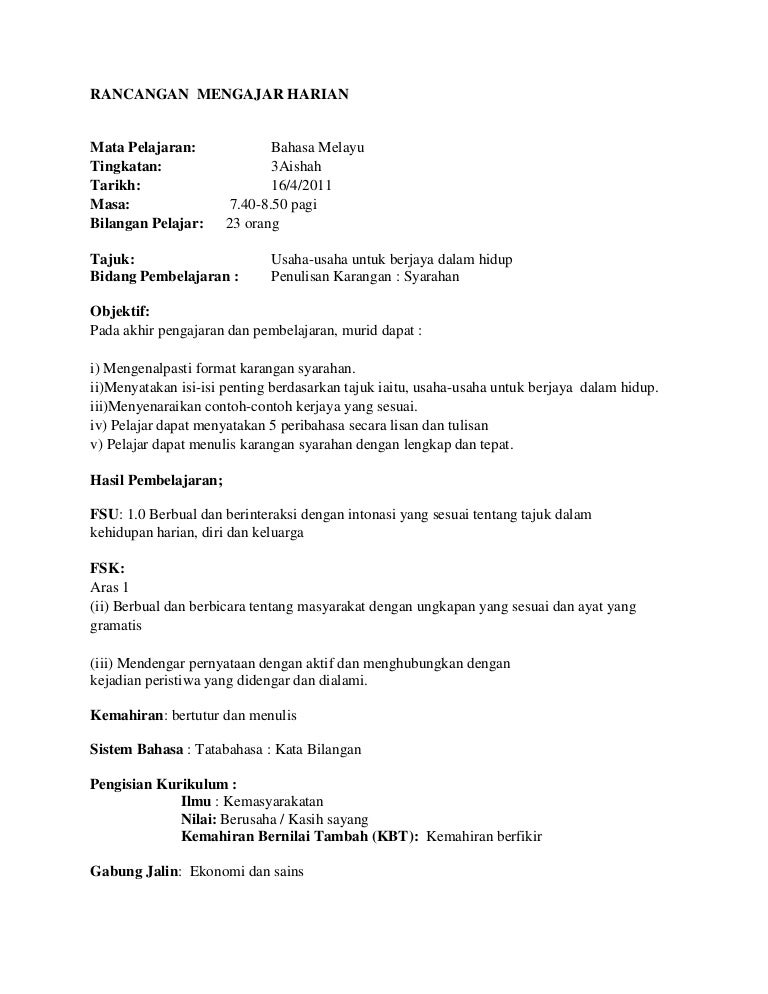 Format Karangan Syarahan