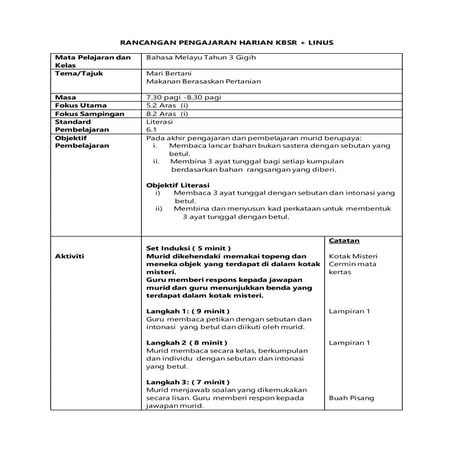 Rancangan pengajaran harian | PDF