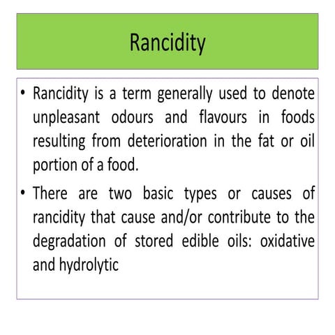 Chemical reactions and rancidity of fats | PDF