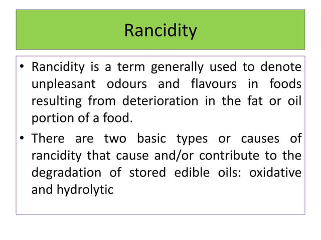 Chemical reactions and rancidity of fats | PDF