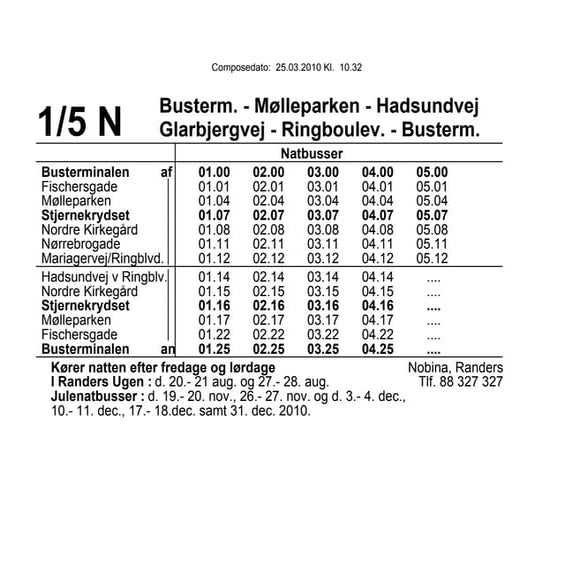 Samlet Køreplan | Skive Bybus |2010-2011| Midttrafik | PDF