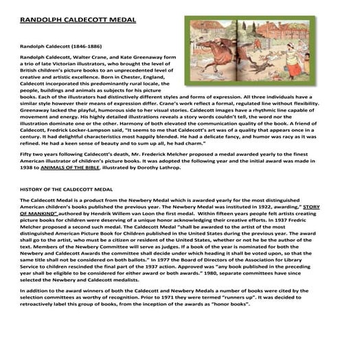 Randolph caldecott medal | DOCX