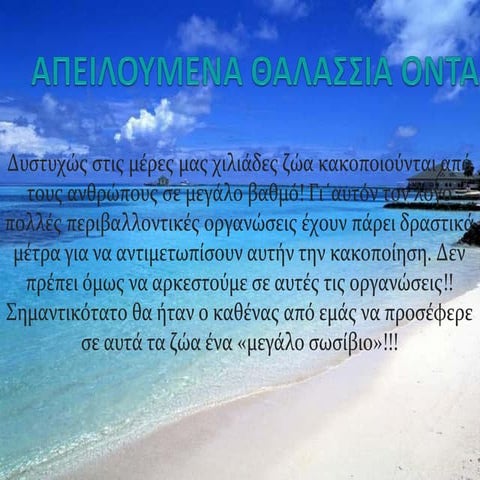 απειλουμενα θαλασσια οντα | PPT