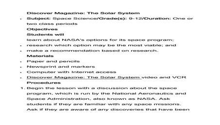 Nasa Science Lesson Plans