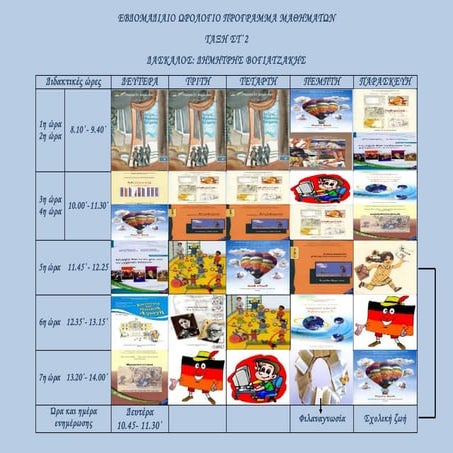 εβδομαδιαιο ωρολογιο προγραμμα μαθηματων | DOCX