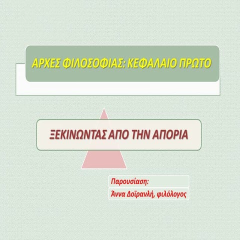 ΞΕΚΙΝΩΝΤΑΣ ΑΠΟ ΤΗΝ ΑΠΟΡΙΑ | PPT