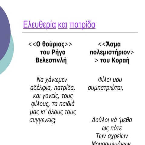 ο Θούριος και το Άσμα | PPT