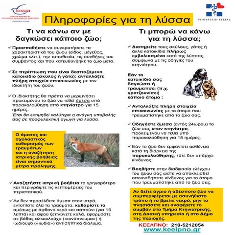 ΑΦΙΣΑ ΚΕΕΛΠΝΟ: Πληροφορίες για τη λύσσα | PDF