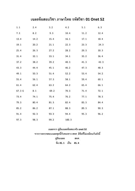 เฉลย O net 48 ภาษาไทย+ สังคม | PDF