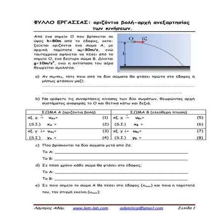 12 Λυμένες Ασκήσεις στην Ορμή και τις Κρούσεις από το Διονύση Μάργαρη | PDF