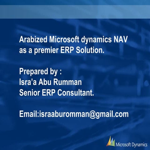ERP : Arabized Microsoft dynamics NAV إدارة موارد المؤسسات | PPT