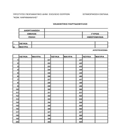 ΠΡΟΤΥΠΟ ΣΚΑΚΙΣΤΙΚΟ ΠΑΡΤΙΔΟΦΥΛΛΟ | PDF