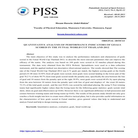 ANALYSIS OF FOOTBALL PLAYERS’ PERFORMANCE USING PYTHON AND DARTFISH | PDF