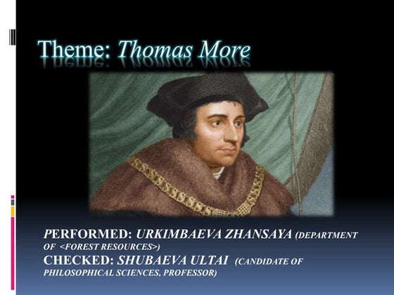 Sir Thomas More`s Utopia | PPT