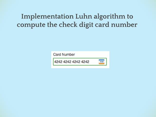 Luhn Algorithm Ppt