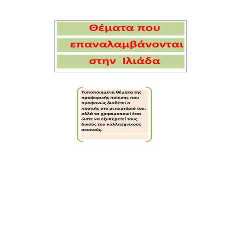θέματα που επαναλαμβάνονται στην Ιλιάδα | DOCX