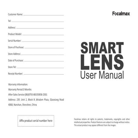 Focalmax - Attachable smartphone camera lens - User Manual | PDF