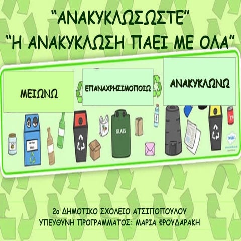 ΔΡΑΣΕΙΣ ΔΙΚΤΥΟΥ "ΑΝΑΚΥΚΛΩΣΩΣΤΕ" | PPT