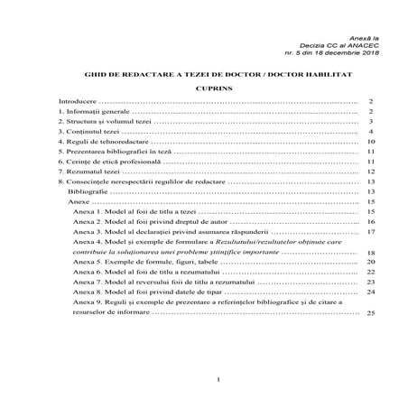 .Cerințe pentru redactarea tezei de doctorat 2019 | PDF