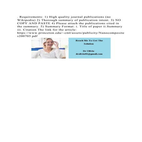 . Requirements 1) High quality journal publications (no Wikipedia) .docx