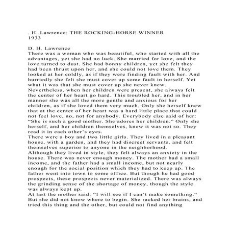 . H. Lawrence THE ROCKING-HORSE WINNER 1933D. H. Lawrence.docx