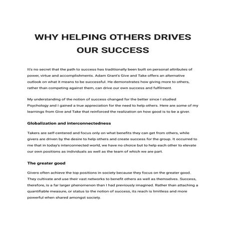 WHY HELPING OTHERS DRIVES OUR SUCCESS | PDF