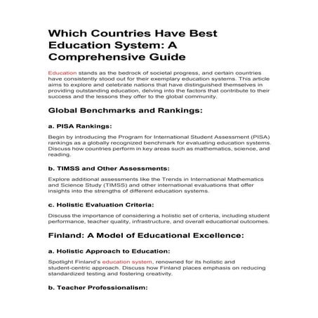 Which Countries Have Best Education System: A Comprehensive Guide | PDF