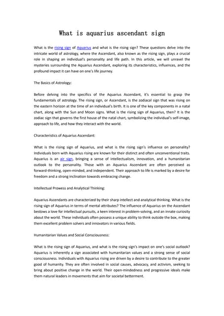 Aquarius-zodiac-sign-Infographic-graphicimage | PDF | Astrology ...