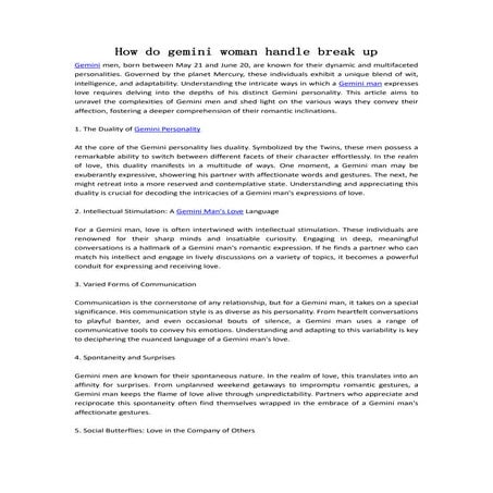 How do gemini woman handle break up | DOC