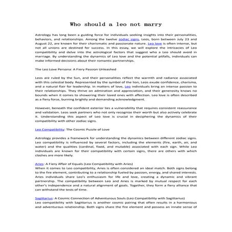 Who should a leo not marry | DOC