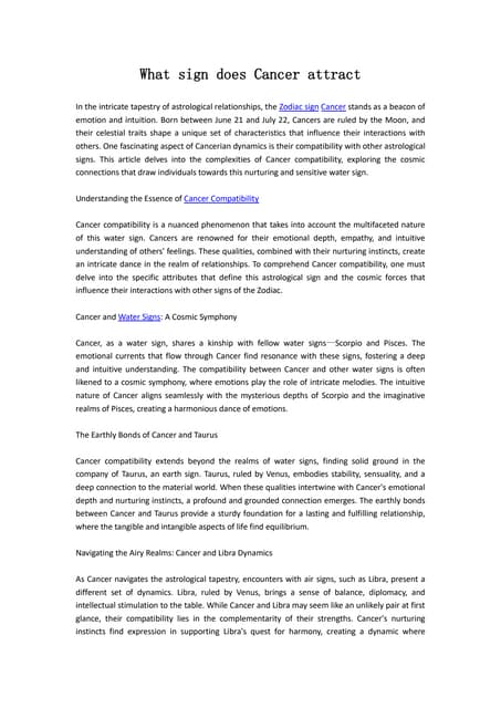 What is a Cancers most compatible sign | PDF