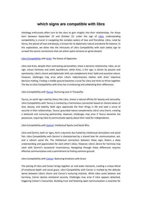 Is a libra and scorpio compatible | PDF