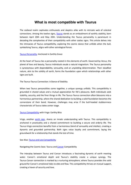 Who is taurus favorite zodiac sign | PDF