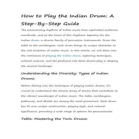 How to Play the Indian Drum: A Step-By-Step Guide | DOC