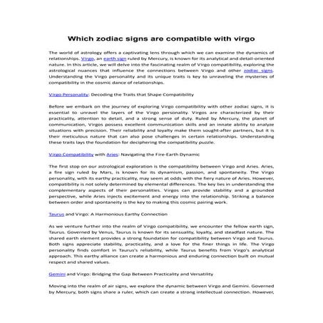 Which zodiac signs are compatible with virgo | PDF